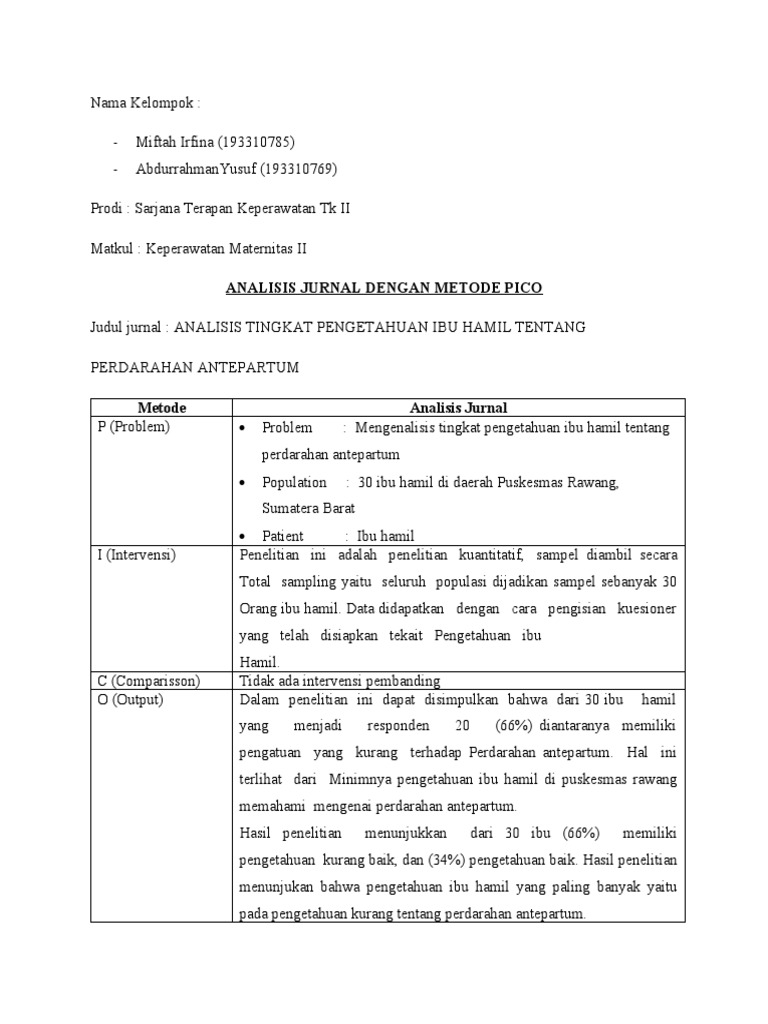 ANALISIS JURNAL & WOC HAP AWAL - Kelompok 1 | PDF