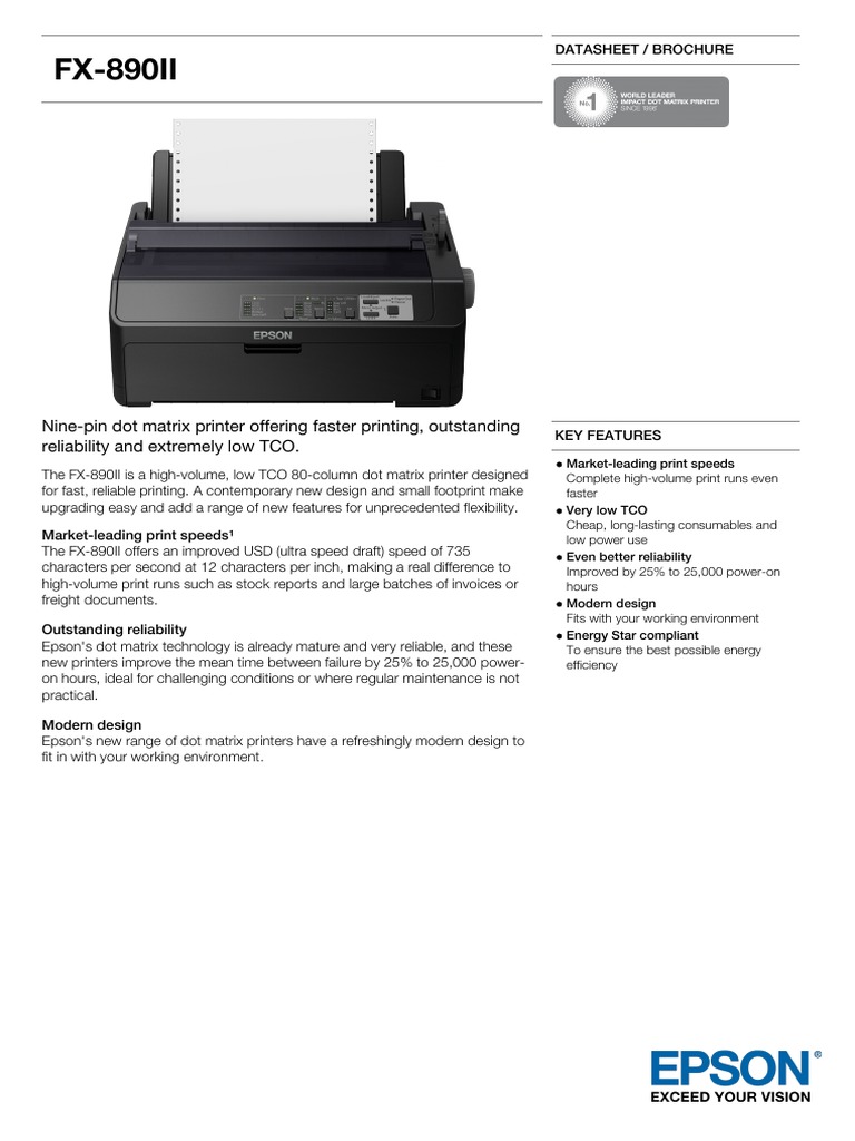 FX-890II: Nine-Pin Dot Matrix Printer Offering Faster Printing, Outstanding Reliability and ...