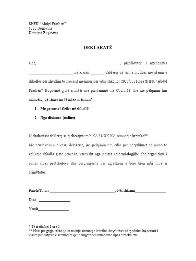 Deklarata e Prindit | PDF