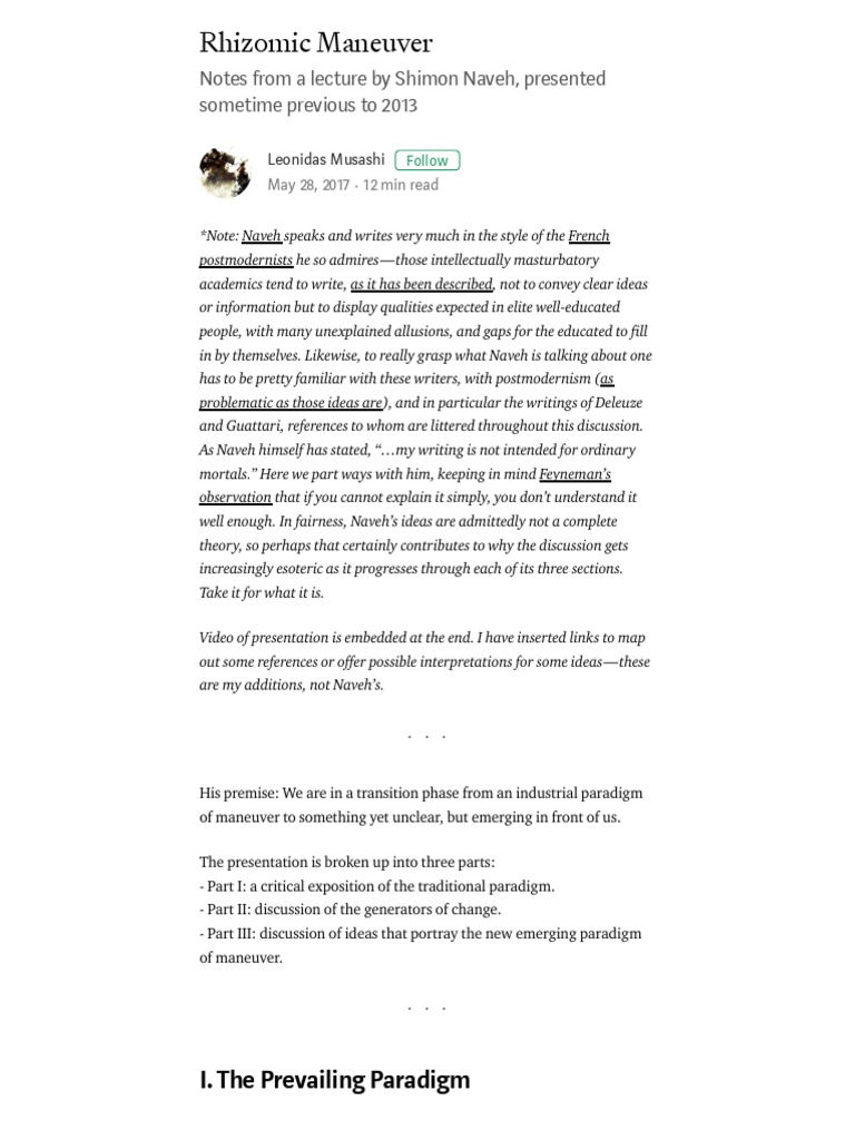 Rhizomic Maneuver - The Agoge - Medium | PDF