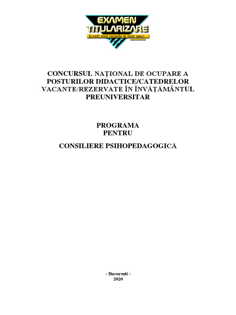 Programa - Titularizare - Consiliere 2021 | PDF