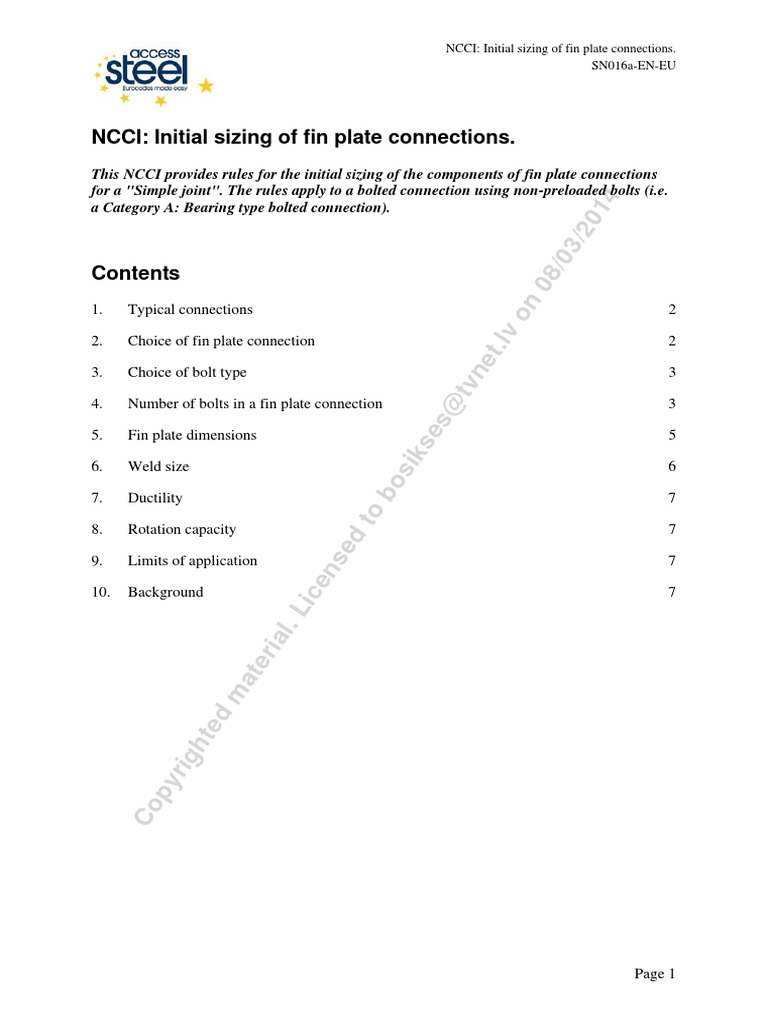 Fin Plate Connection Sizing Guide | PDF | Screw | Mechanical Engineering
