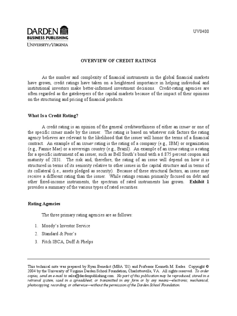 Overview of Credit Ratings | PDF | Bond Credit Rating | Credit Rating
