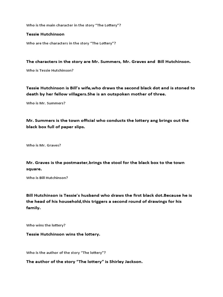 An Analysis of Character Roles and Plot Elements in Shirley Jackson's ...