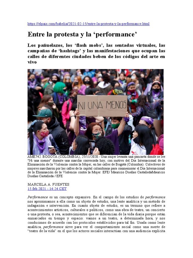 Entre La Protesta y La 'Performance' | PDF | Arte de performance | Teatro
