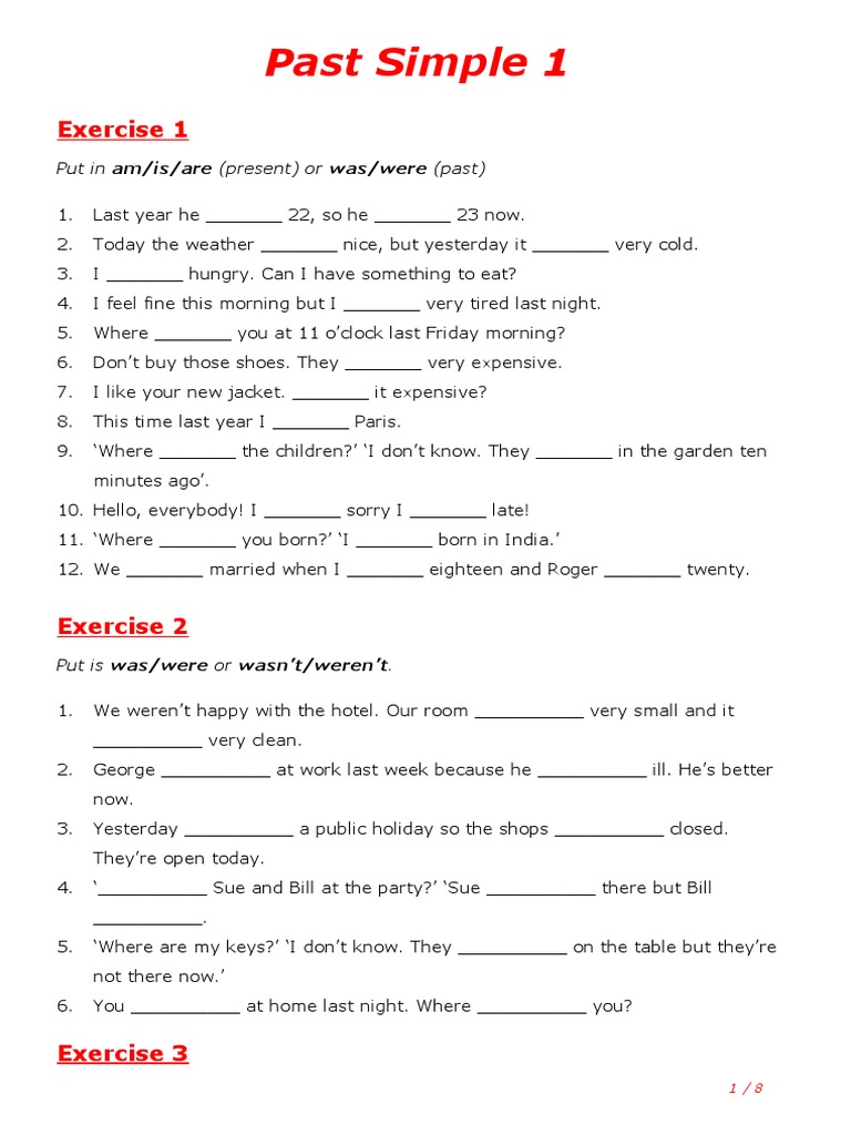 Past Simple 1: Exercise 1 | PDF | Grandparent | Verb