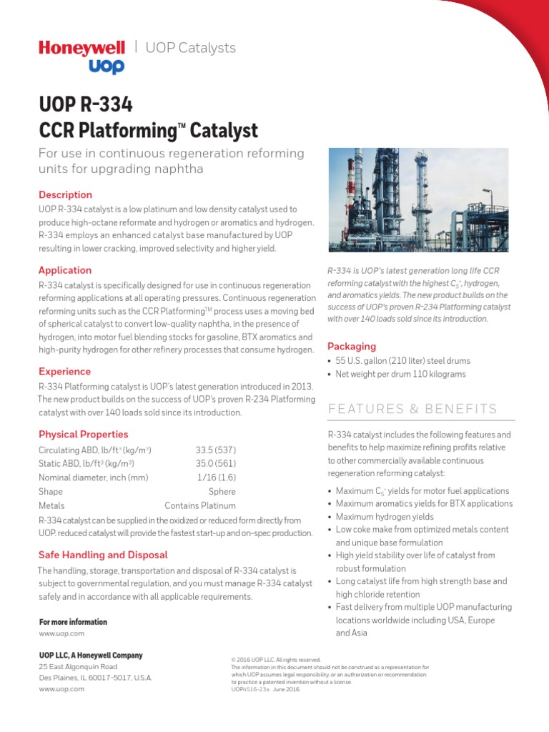 UOP R-334 CCR Platforming Catalyst | PDF | Materials | Chemical Process ...