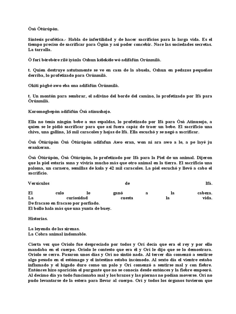Sacrificios y Profecías en Òsá Òtúrúpòn | PDF | Religión y creencia