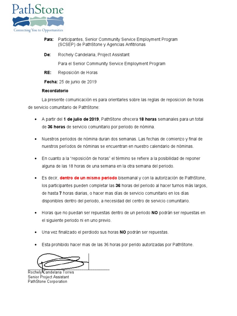 Memo Reposición de Horas | PDF