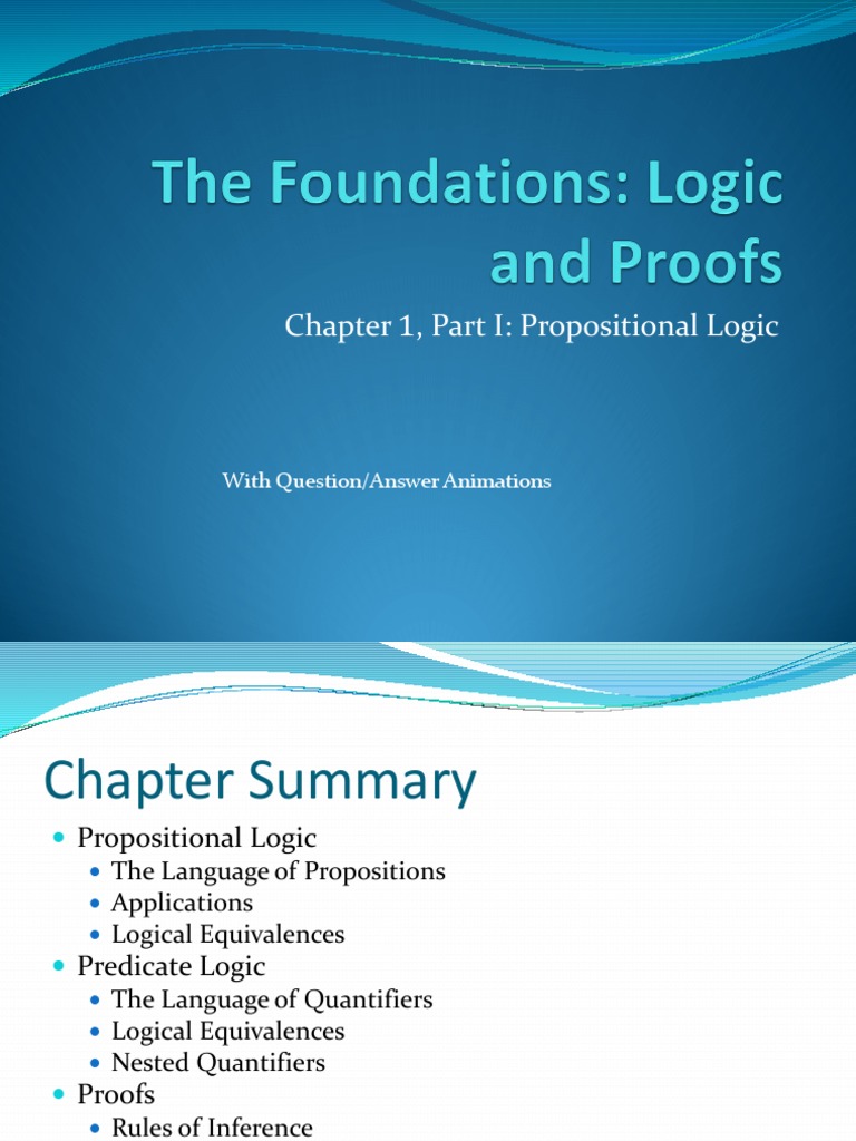Chapter 1, Part I: Propositional Logic: With Question/Answer Animations | PDF | Logical Truth ...