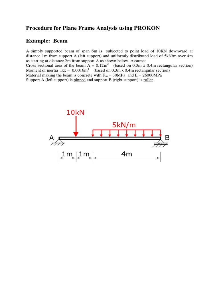 PROKON - Plane Frame - Analysis - Example - Beam | PDF | Beam (Structure) | Bending