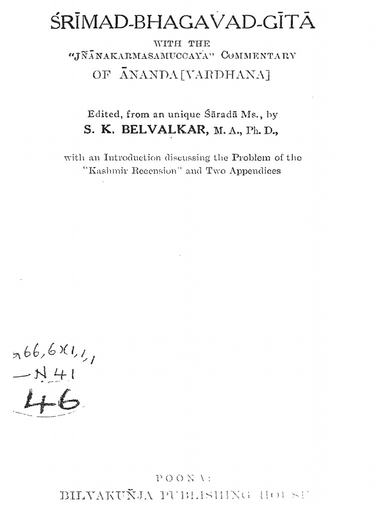 Srimad-Bhagavad-Gita: Anant) A (Vaedhana) | PDF | Bhagavad Gita | Yoga Sutras Of Patanjali