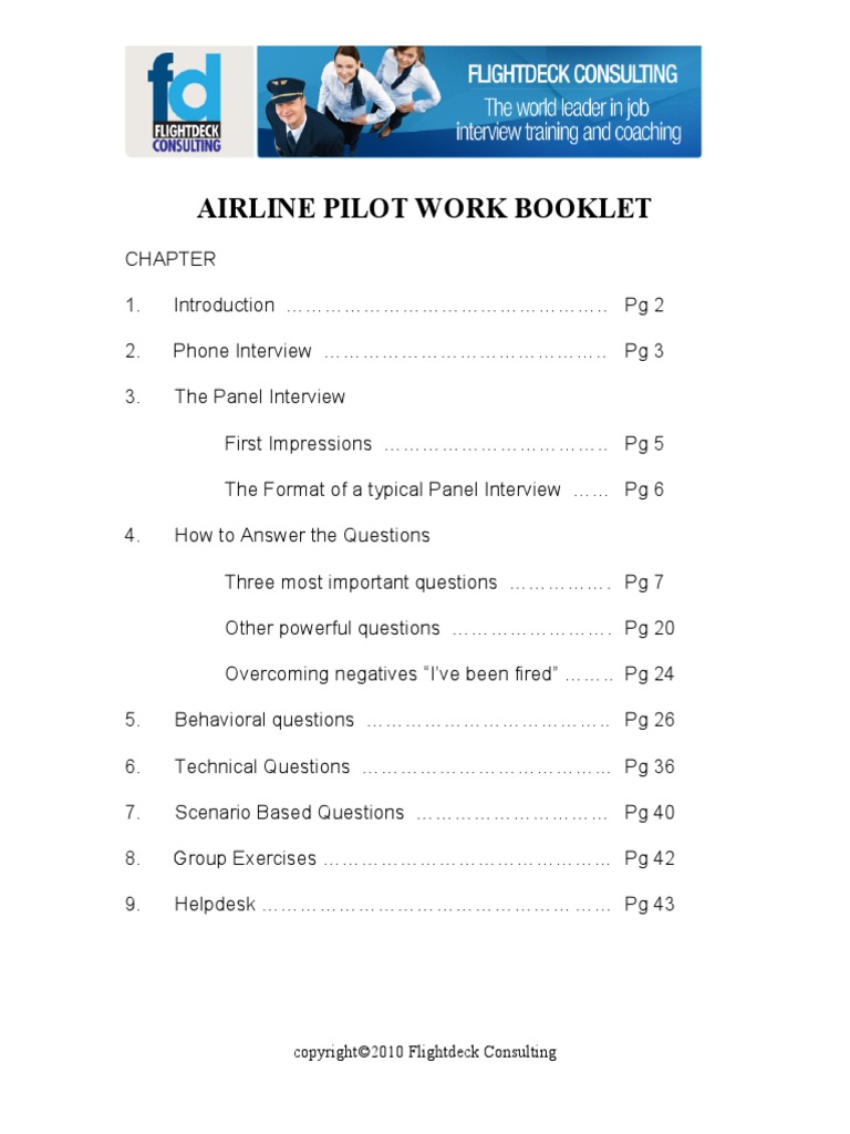 Airline Pilot Interview Booklet | PDF | Job Interview | Cockpit
