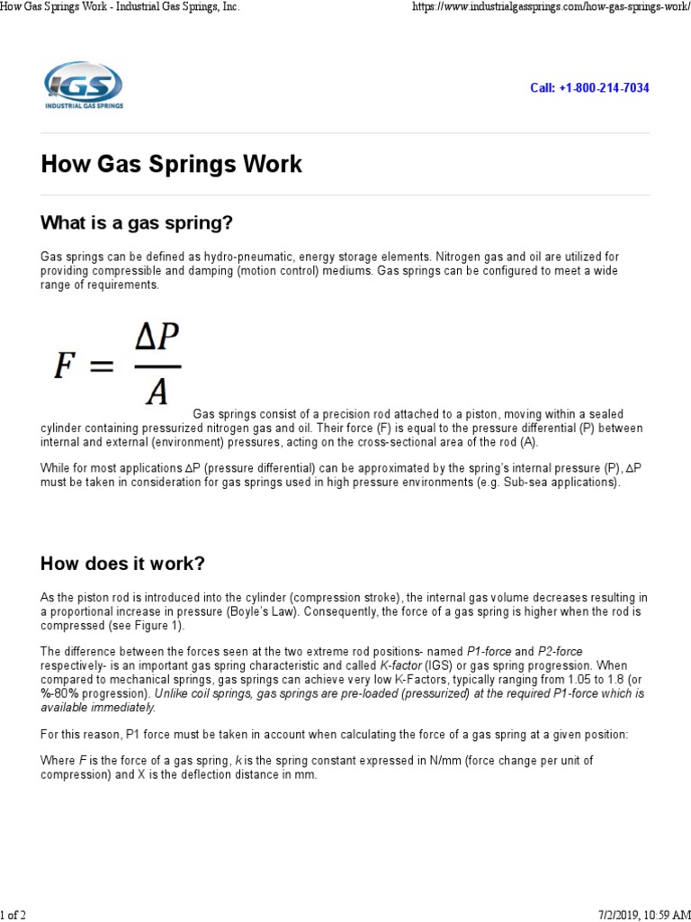 How Gas Springs Work - Industrial Gas Springs | PDF | Gases | Pressure