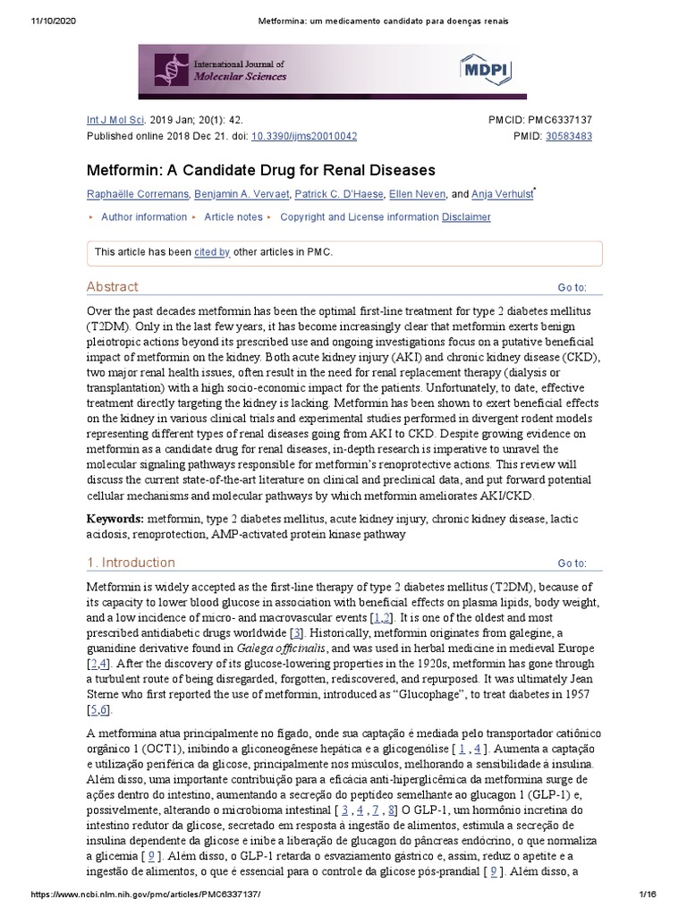 Metformina e DRC | PDF | Chronic Kidney Disease | Clinical Medicine