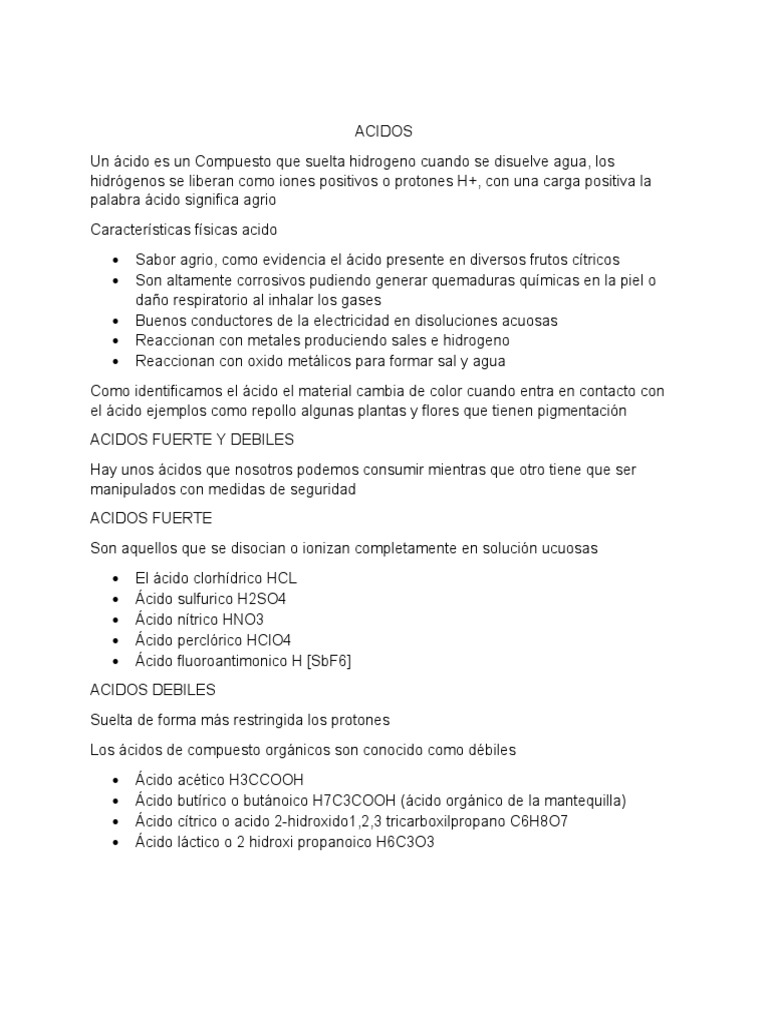 Características y Tipos de Ácidos y Bases | PDF | Ácido | Constante de ...