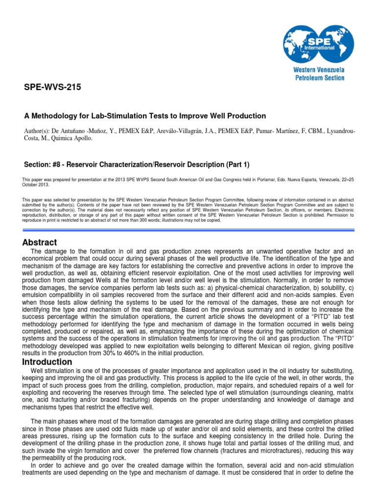 SPE-WVS-215: A Methodology For Lab-Stimulation Tests To Improve Well ...