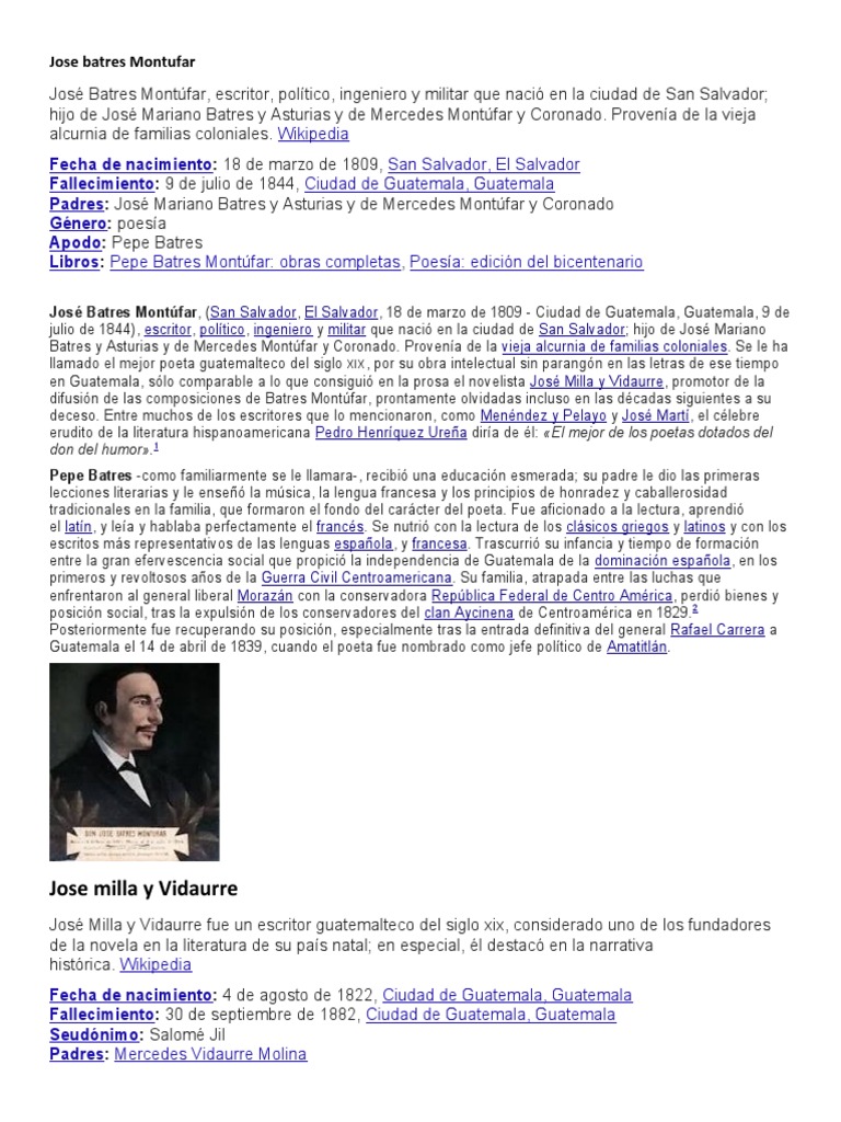 Biografía de José Batres Montúfar | PDF | Poesía | Agitación
