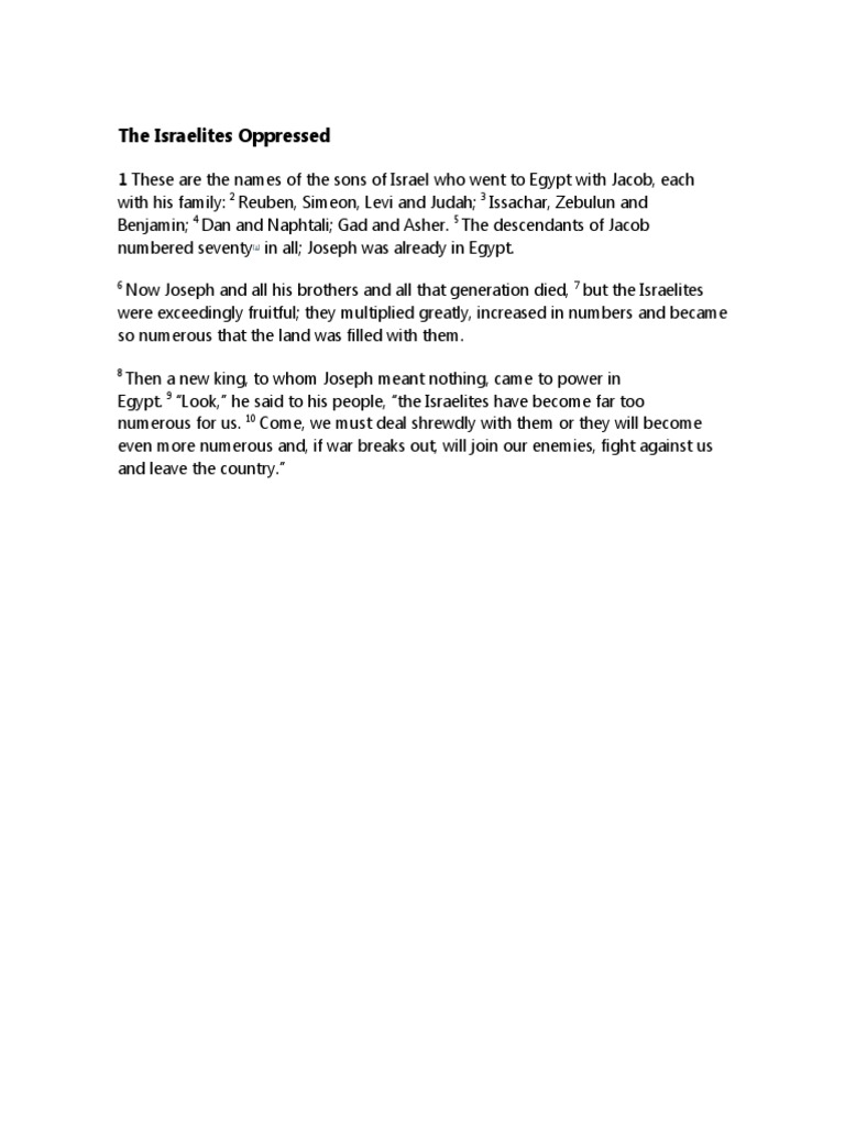 The Israelites Oppressed | PDF