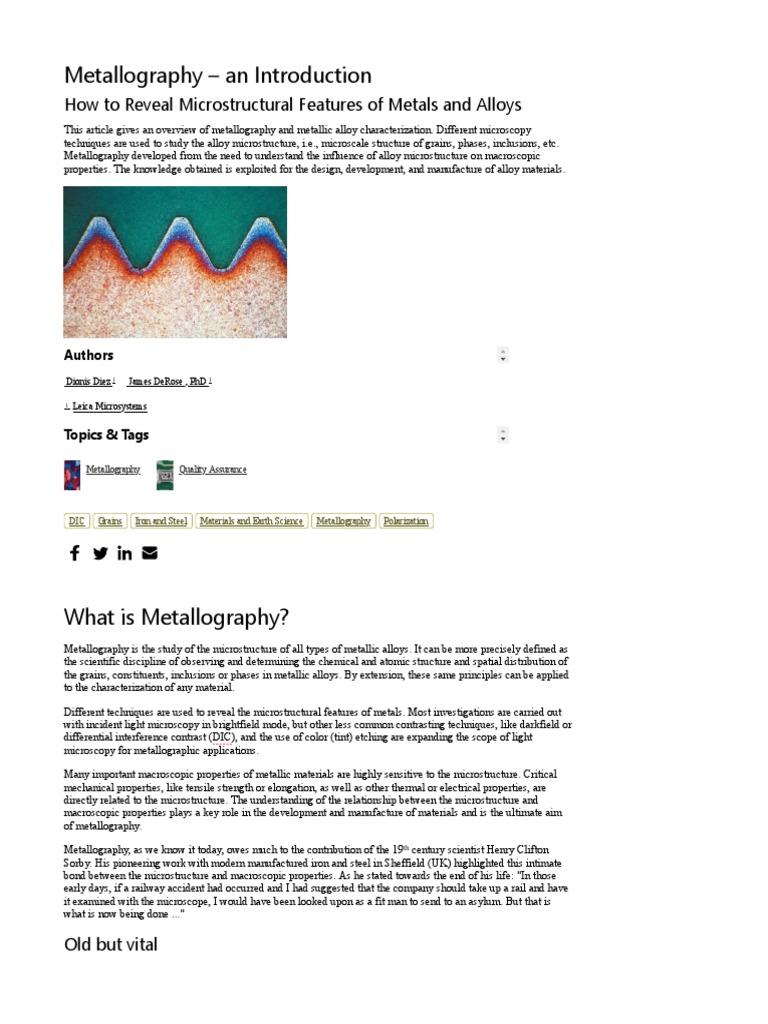 Metallography - An Introduction - Learn & Share - Leica Microsystems ...