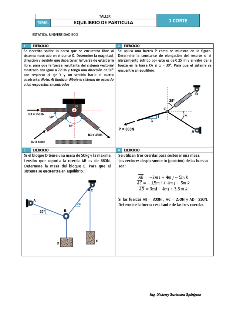 Taller Estatica | PDF | Fuerza | Vector Euclidiano