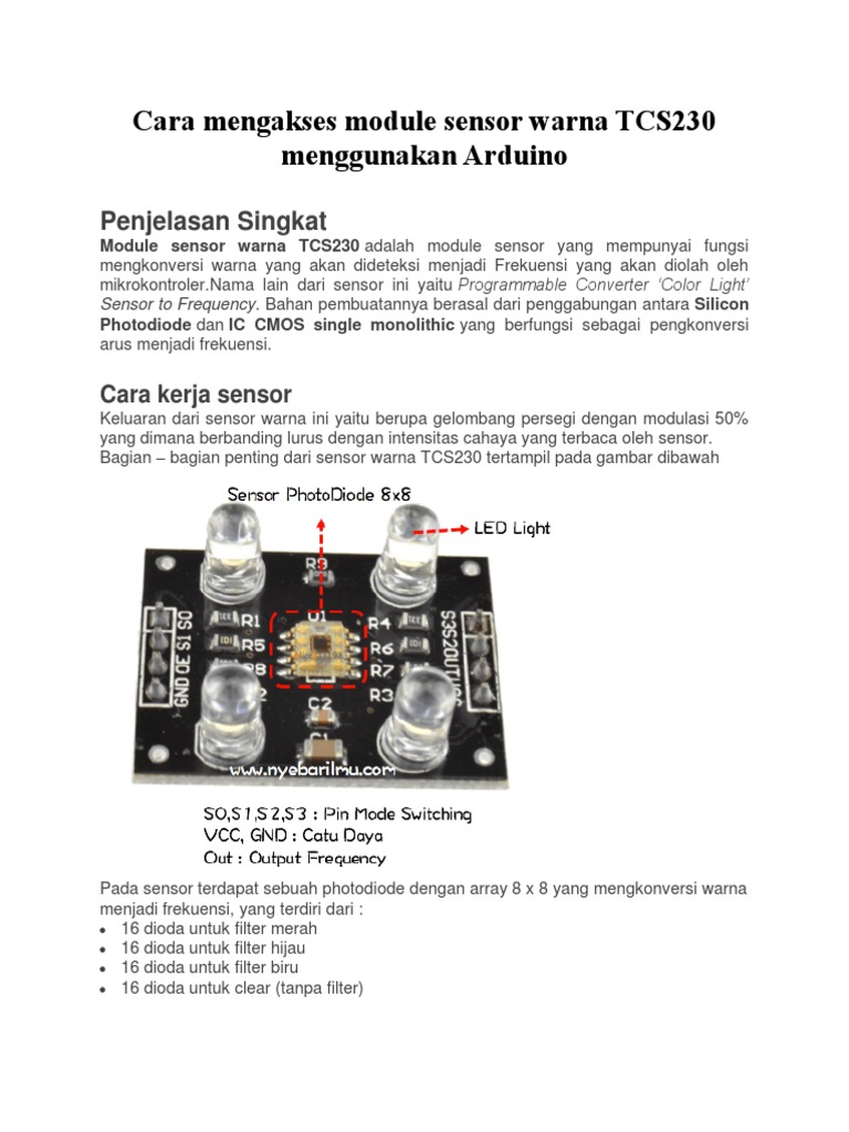 Module Sensor Warna TCS230 Menggunakan Arduino | PDF