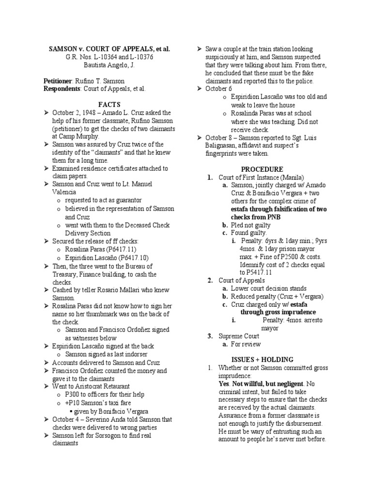 SAMSON V CA | PDF | Fraud | Crime & Violence