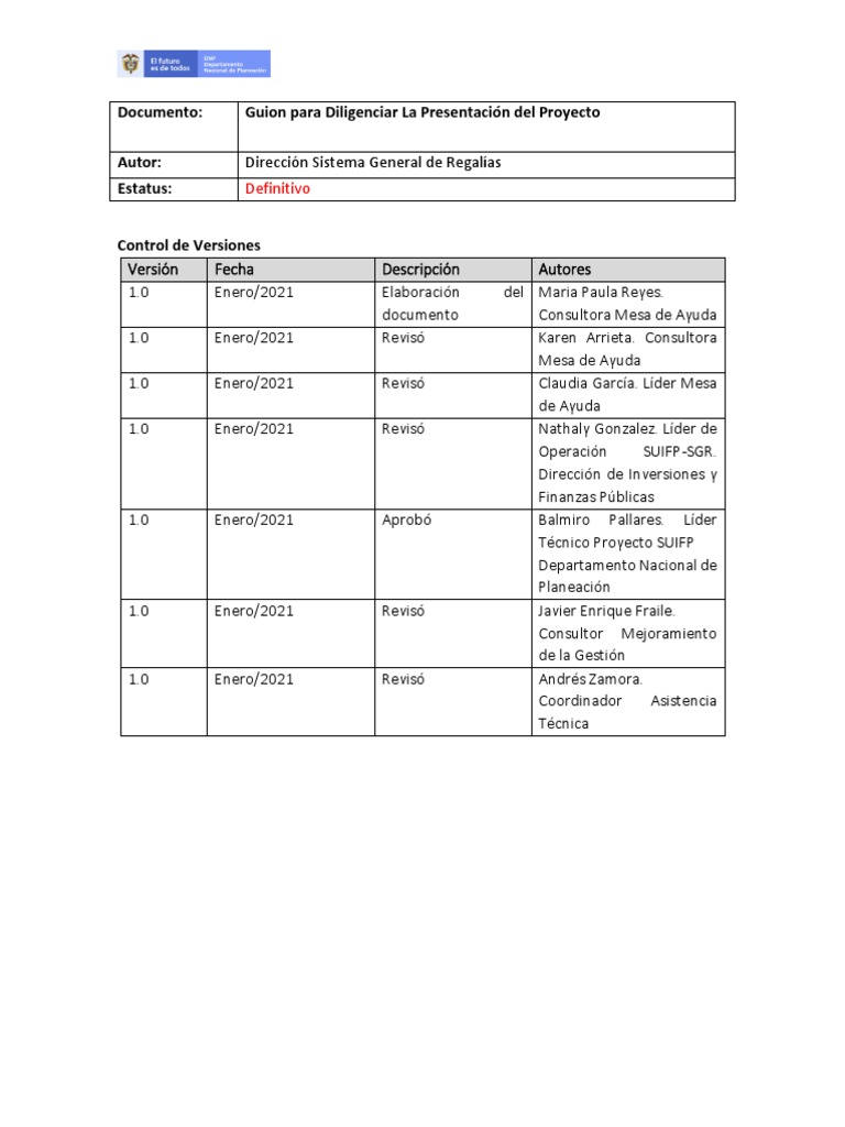 Guion Realizar Presentacion de Proyecto SUIFP-SGR | PDF | Ciencias de la Computación | Informática
