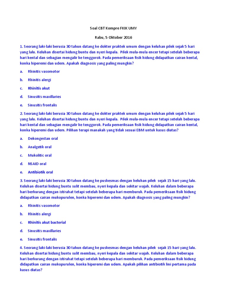 Soal CBT Kompre FKIK UMY | PDF