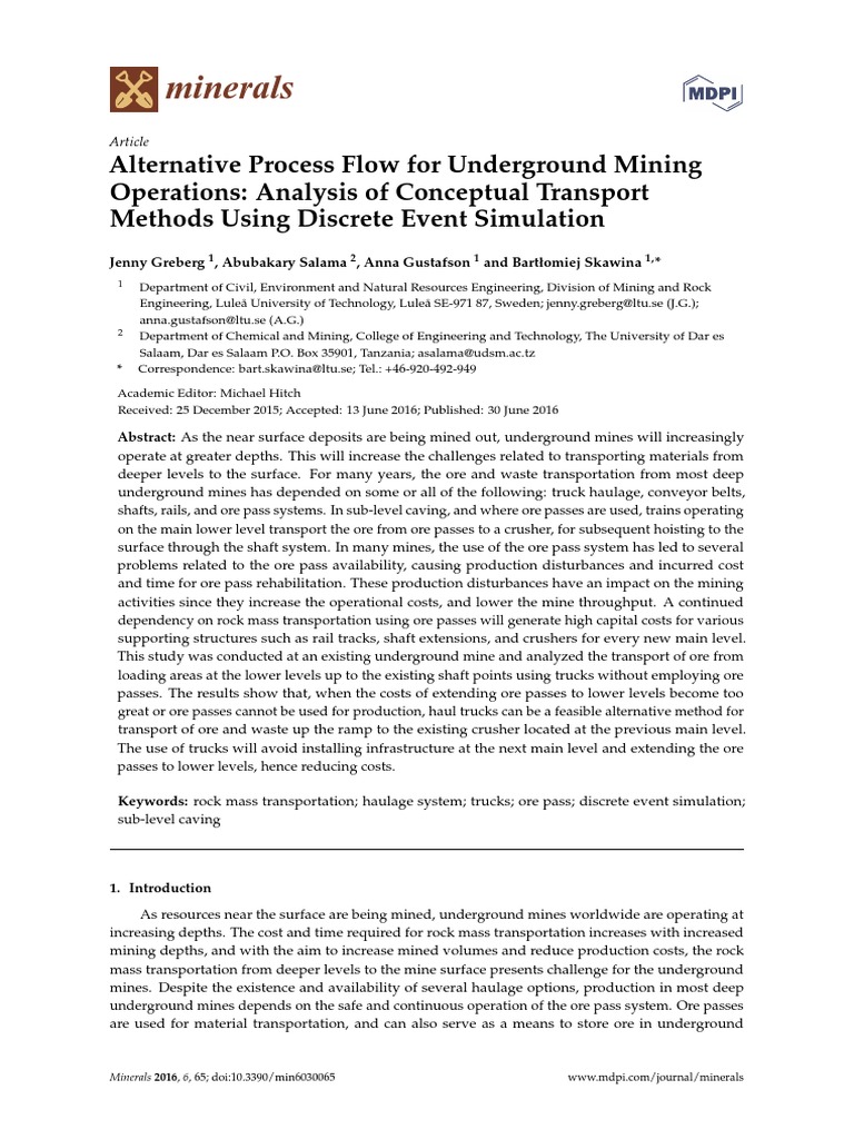 Alternative Process Flow For Underground Mining Op | PDF | Mathematical ...