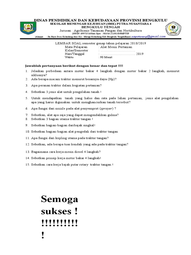 Soal Alsintan | PDF
