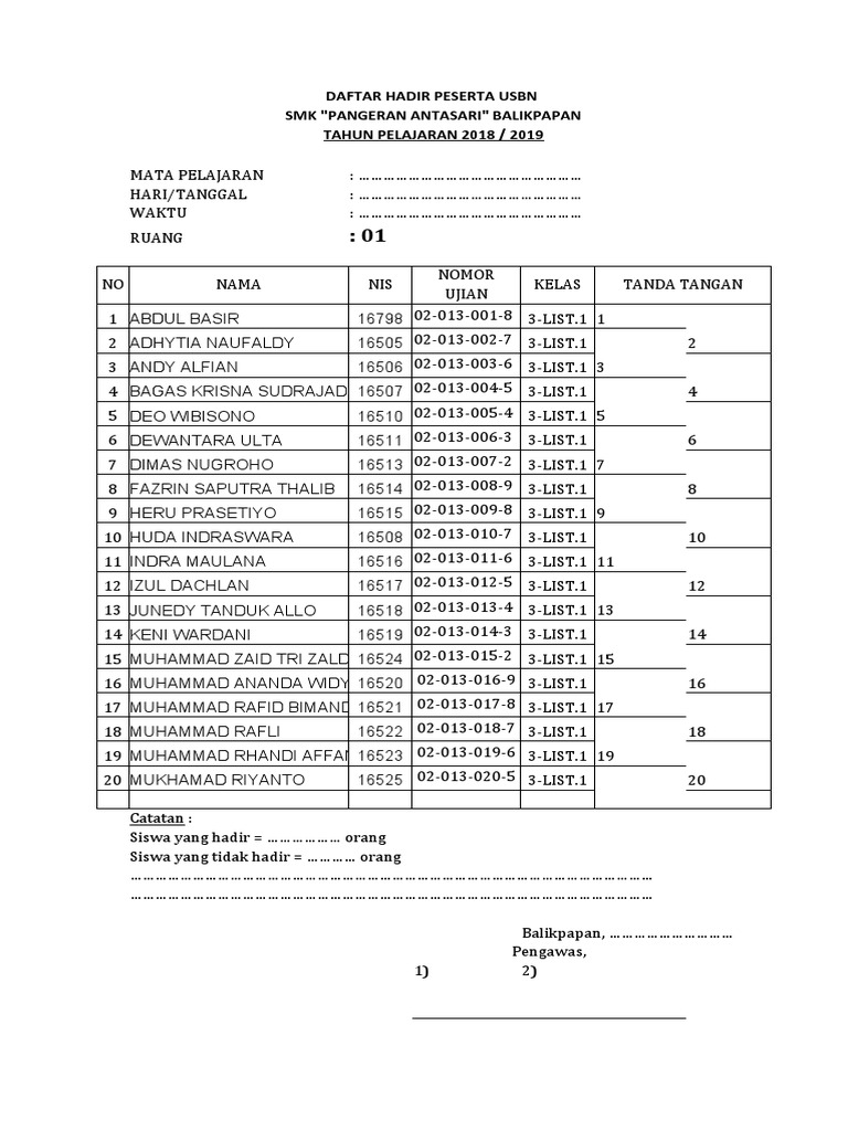 Daftar Nilai Usbn 2019 Terbaru | PDF | Sains & Matematika