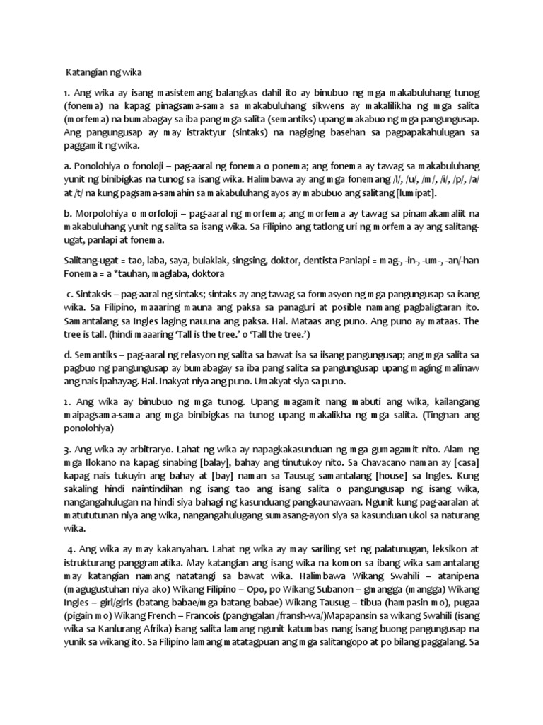 Katangian NG Wika | PDF