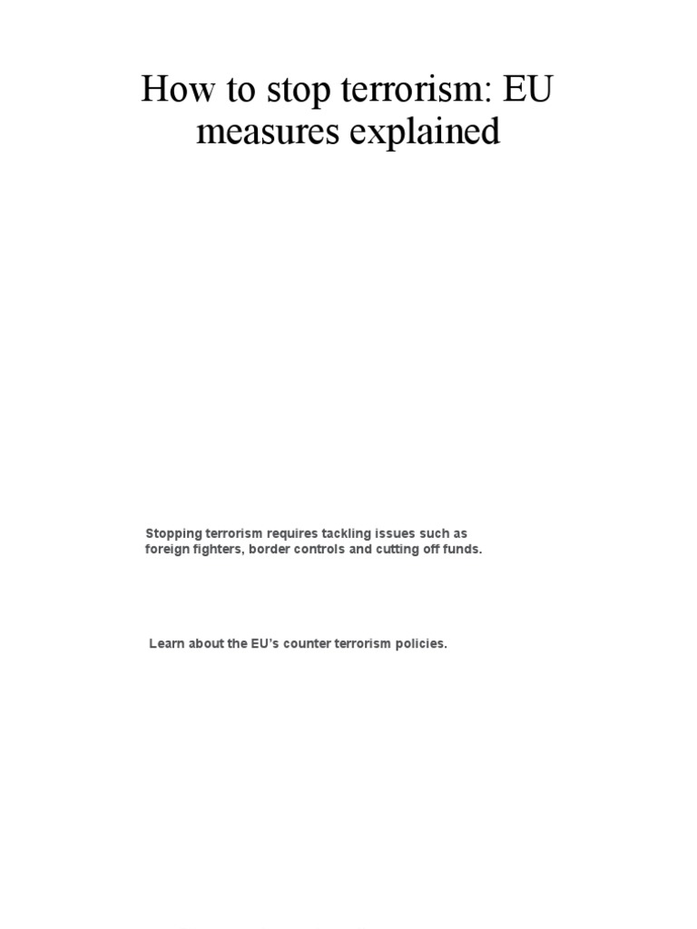 EU Counter-Terrorism Measures Explained | PDF | European Union | Money ...