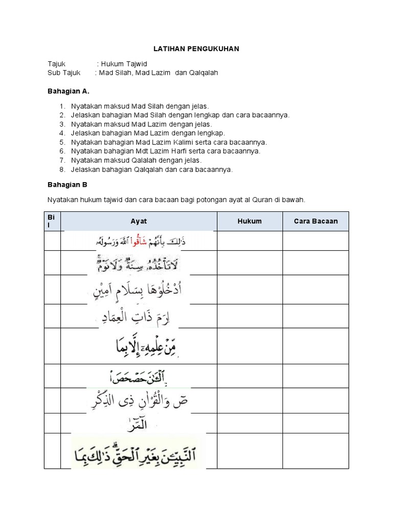 Latihan Tajwid | PDF