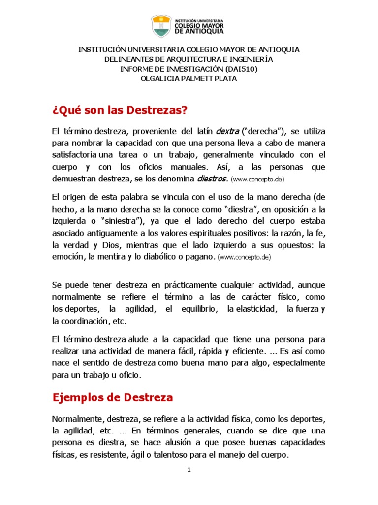 Definición y Tipos de Destreza | PDF | Pensamiento crítico | Toma de ...