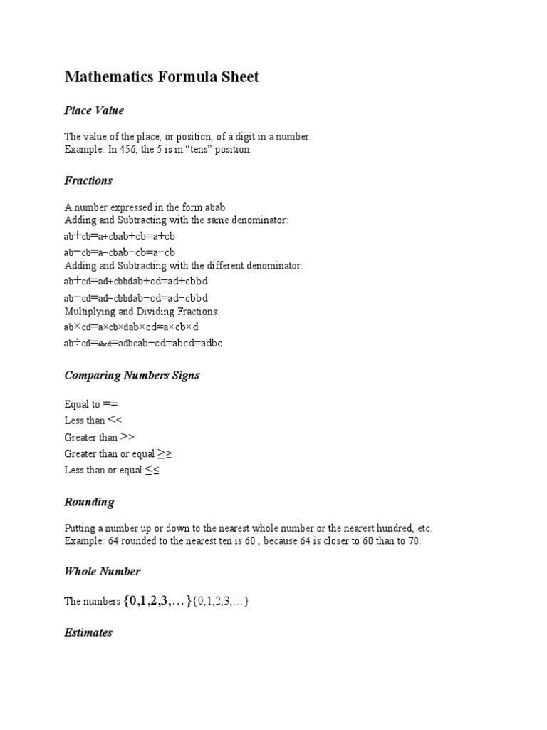 Pert Mathematics Formula Sheet | PDF | Triangle | Area