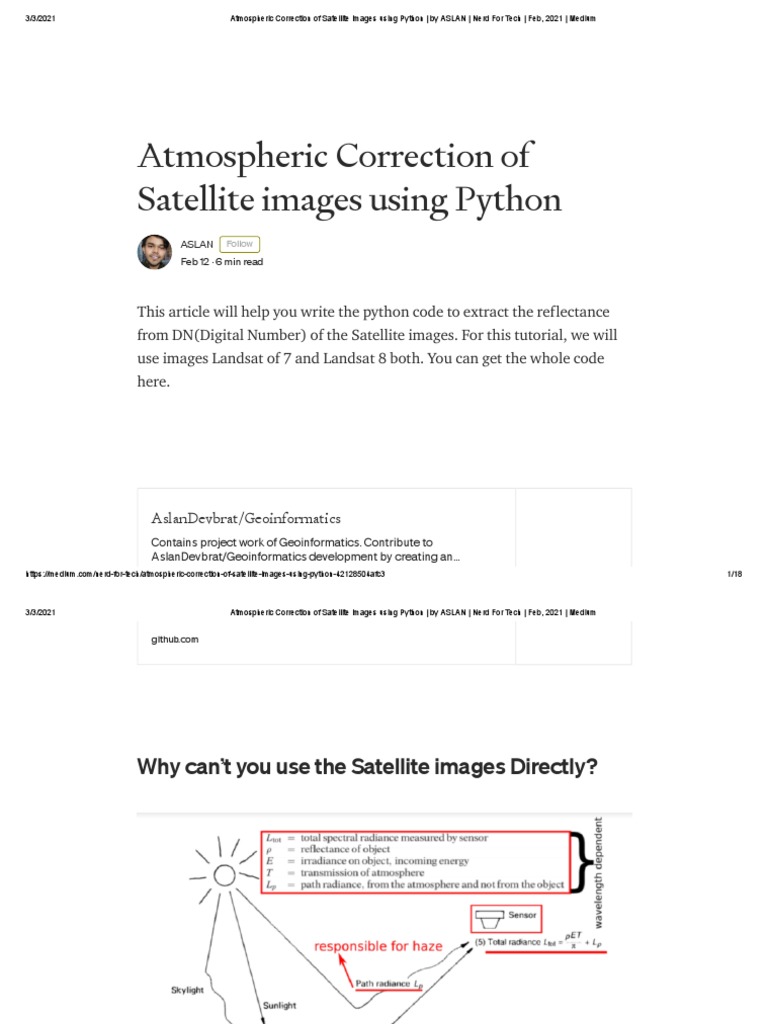 Atmospheric Correction of Satellite Images Using Python - by ASLAN ...