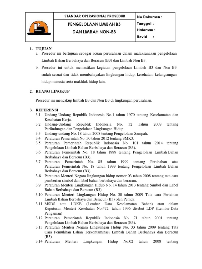 Prosedur Pengelolaan Limbah B3 | PDF