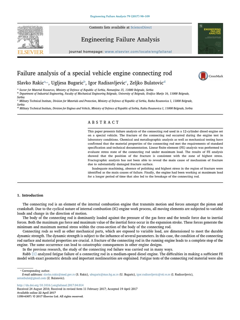 01 - Failure Analysis of A Special Vehicle Engine Connecting Rod | PDF ...
