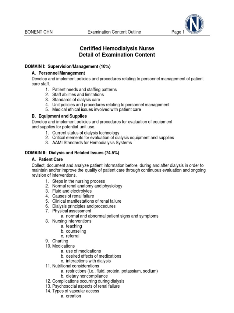 CHN Study Guide | PDF | Dialysis | Hemodialysis
