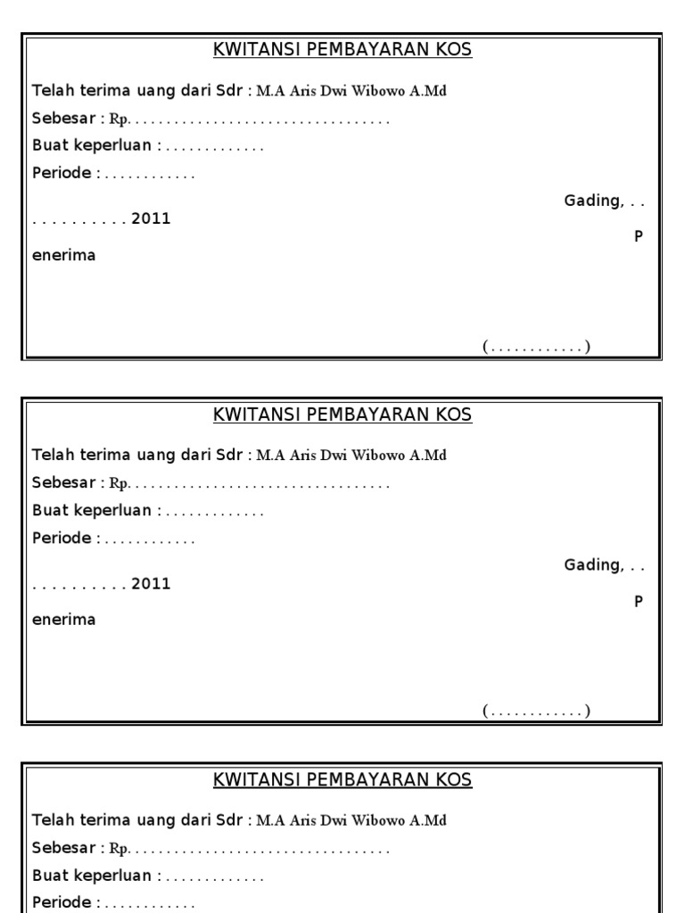 Kwitansi Pembayaran Kos | PDF