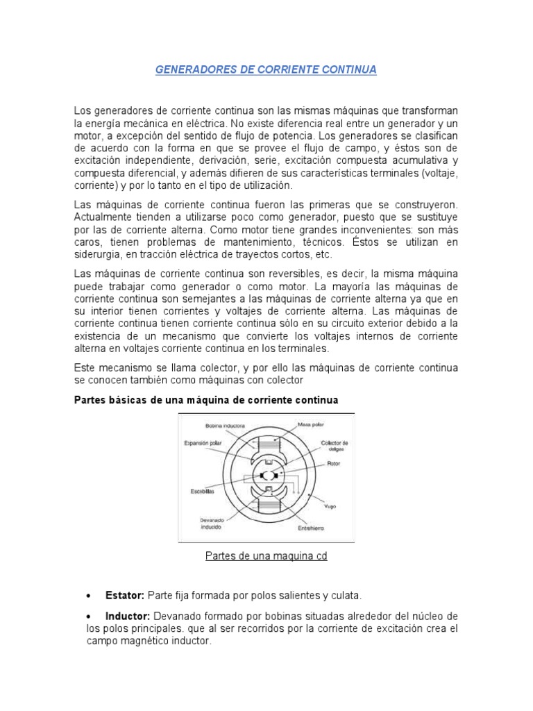 Generador de CD | PDF | Generador eléctrico | Corriente eléctrica