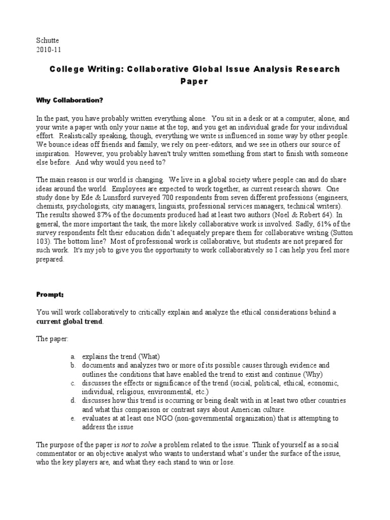 Collaborative Global Issue Analysis Guide | PDF | Thesis | Essays