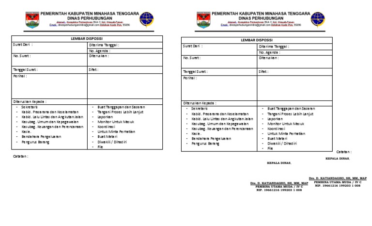 Contoh Lembar Disposisi Surat Dinas | PDF