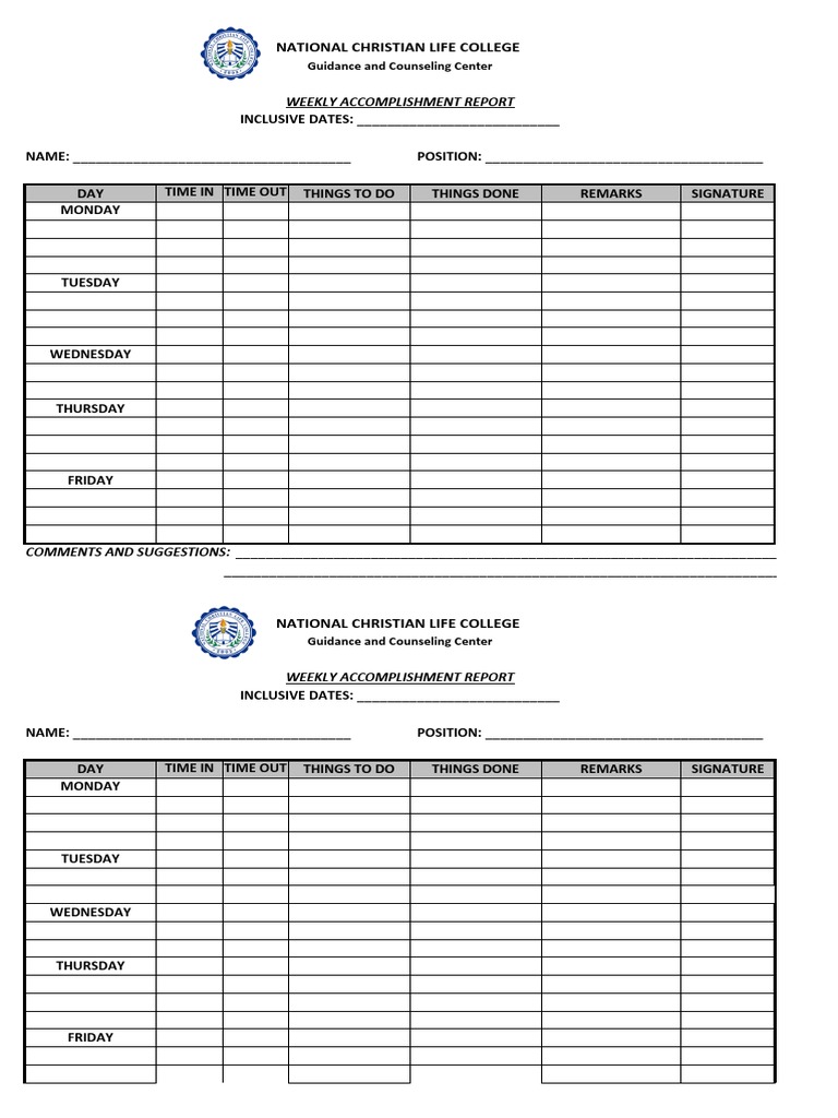 Accomplishment Report Form | PDF