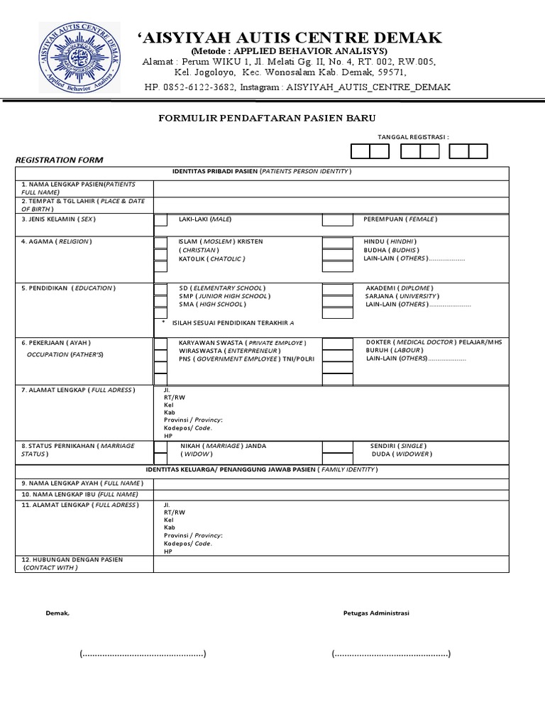 Formulir Pasien Baru | PDF