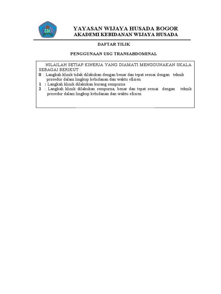 Daftar Tilik Penggunaan USG | PDF