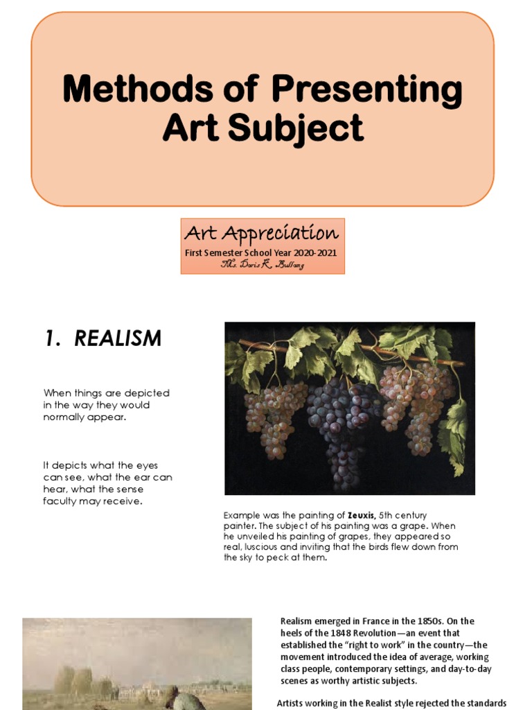Module 1 Unit 3 Methods of Presenting Art Subject and Meanings in Art ...
