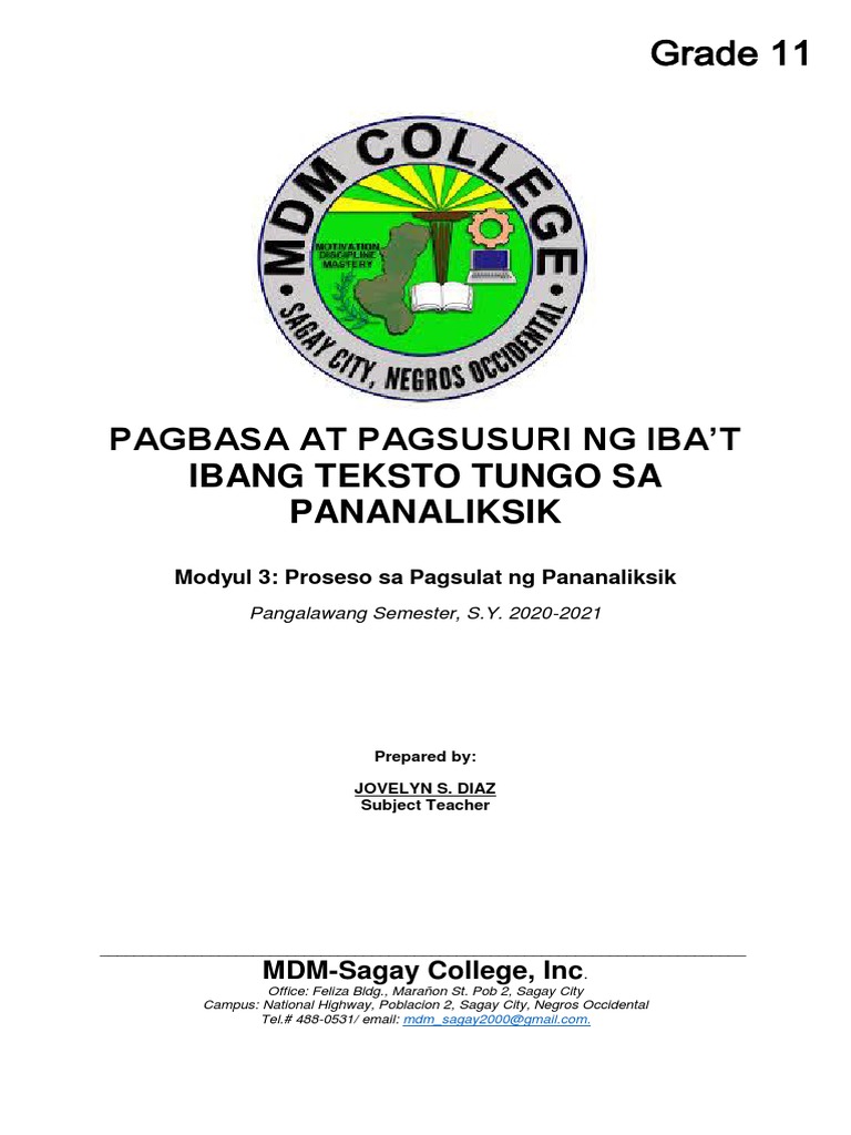 Module 3 - Pagbasa at Pagsusuri .... | PDF